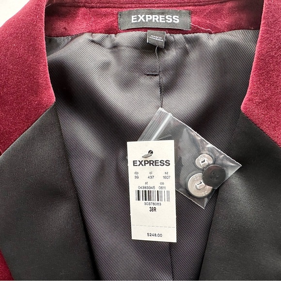 Express | Suits & Blazers | New Express Slim Solid Red Burgundy Velvet ...